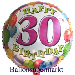 Partydekoration und Luftballons im Shop Folienballon Happy Birthday 30 ...