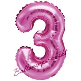 Partydekoration und Luftballons im Shop Luftballon Zahl 3 Pink ...