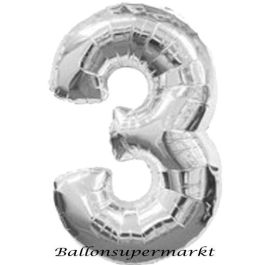 Partydekoration und Luftballons im Shop Zahlen-Luftballon aus Folie, 3 ...