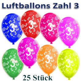 Partydekoration und Luftballons im Shop Luftballons mit der Zahl 3 zum ...
